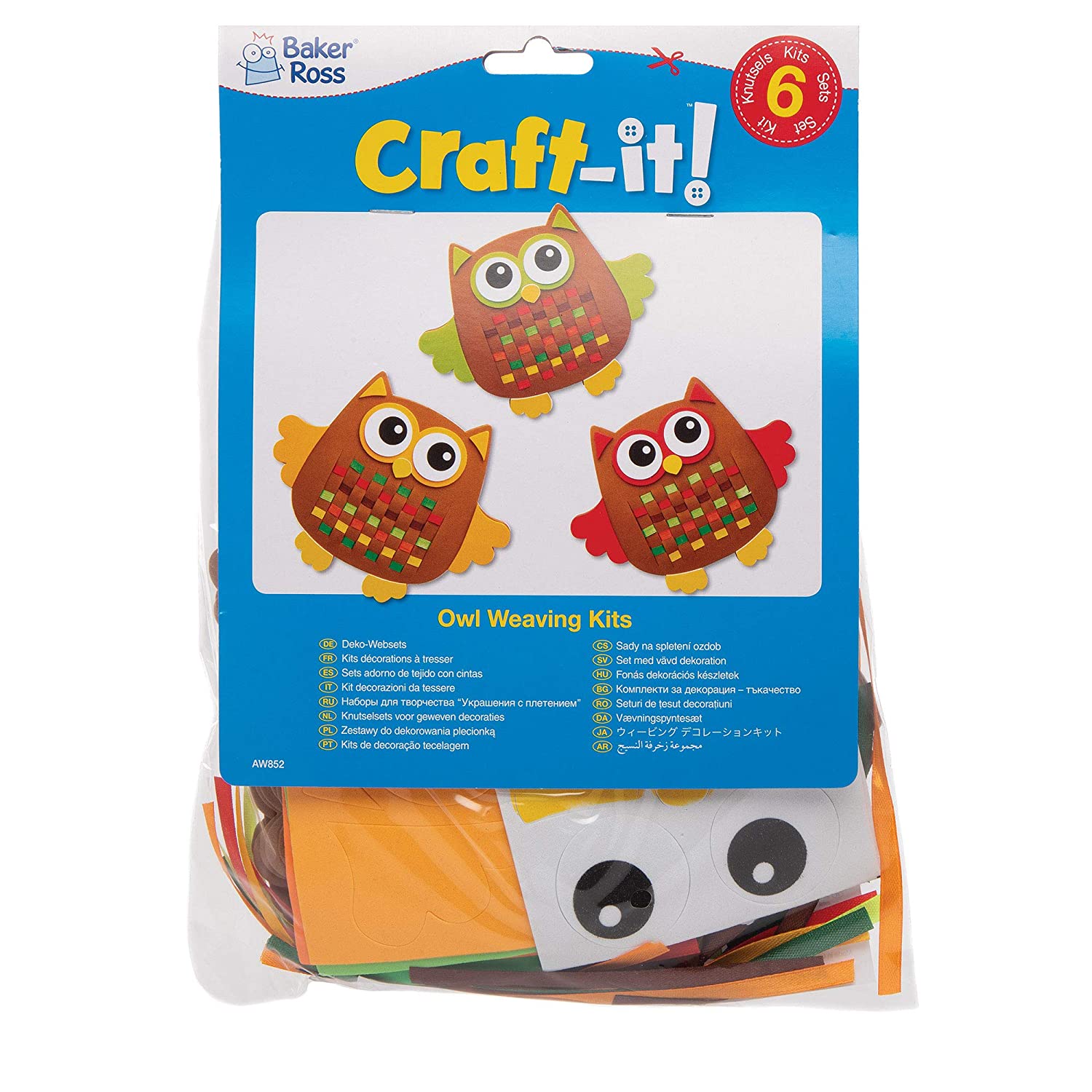 Baker Ross AW852 Owl Weaving Kits, Arts and Crafts for Kids (Pack of 6 ...