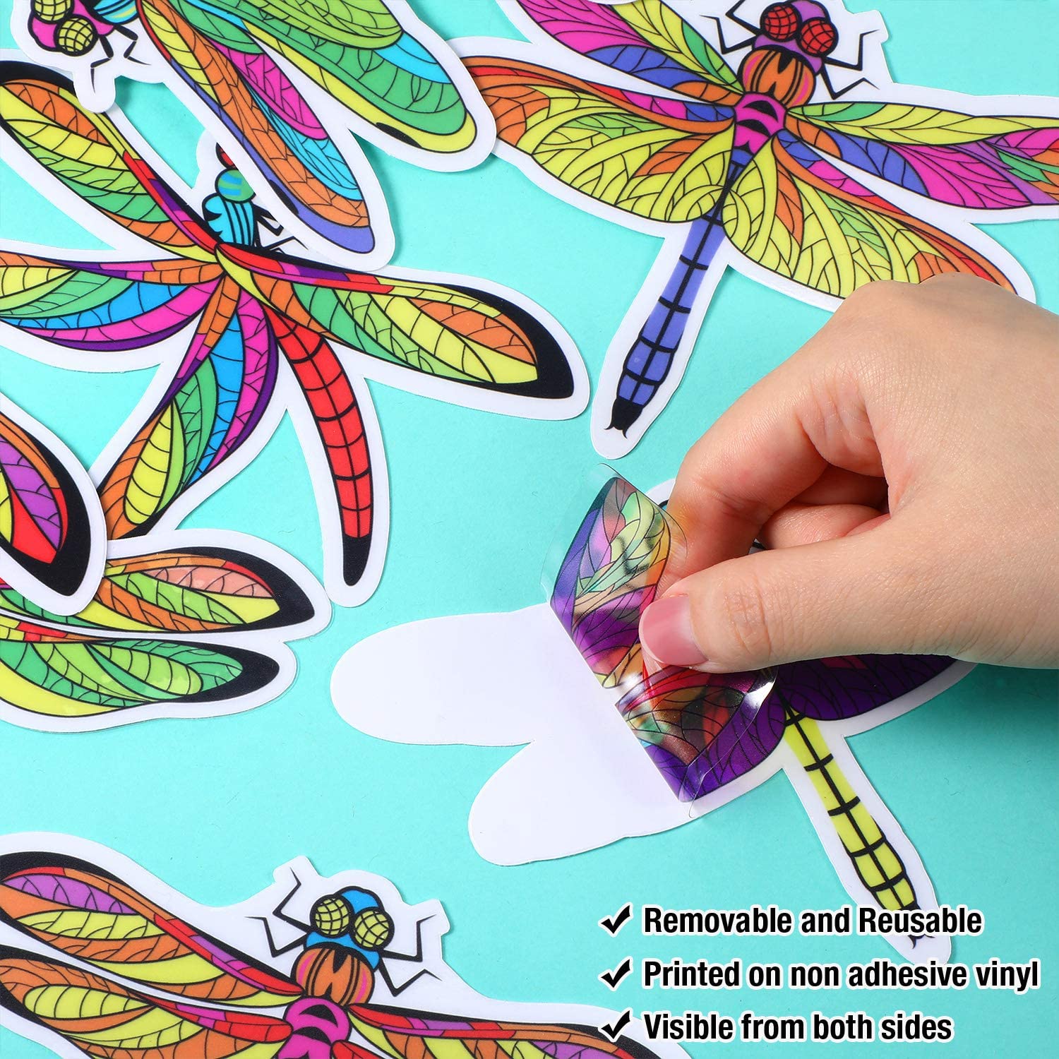 10 Pieces Large Size Dragonfly Window Clings Anti-collision Window ...