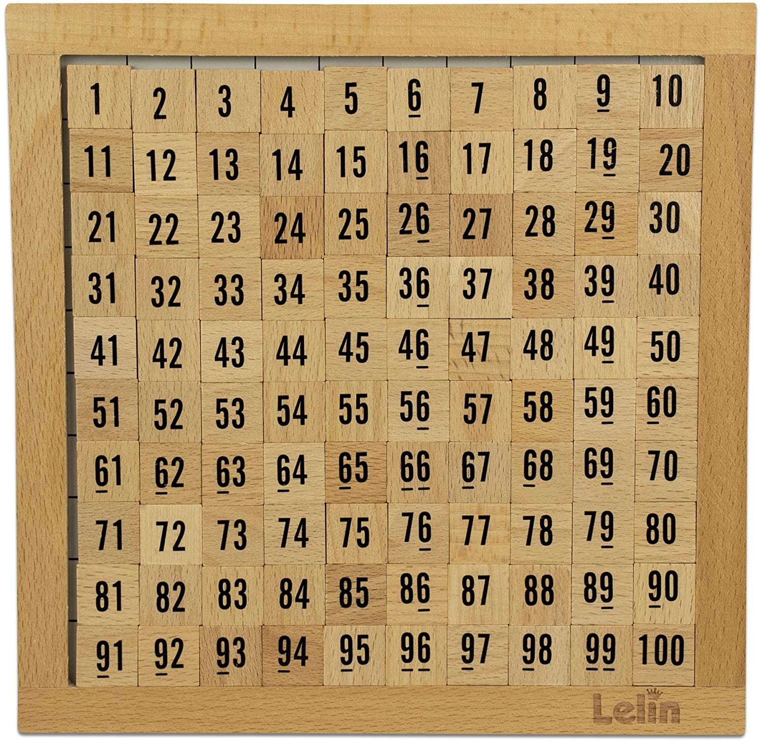 Lelin Wooden Montessori Hundred Board Game Toy 1-100 Consecutive ...