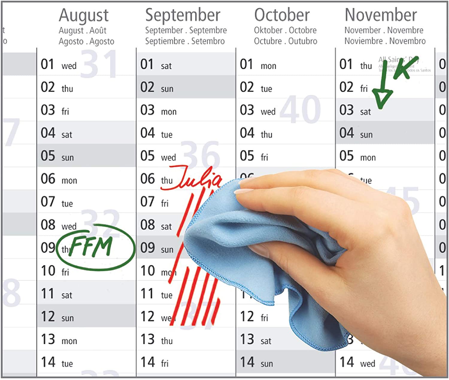 STAEDTLER Lumocolor 641 JPAMZW Year Planner Set 2022 Wall Calendar Dry ...