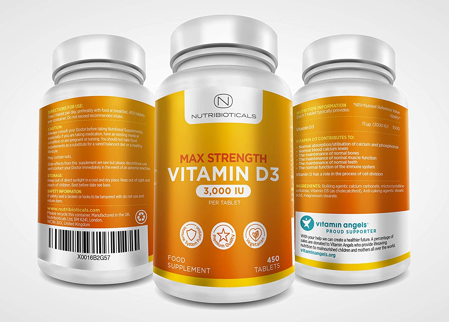 Vitamin D3 Max Strength 3000IU (75μg) per Tablet 15 Month Supply (450 ...