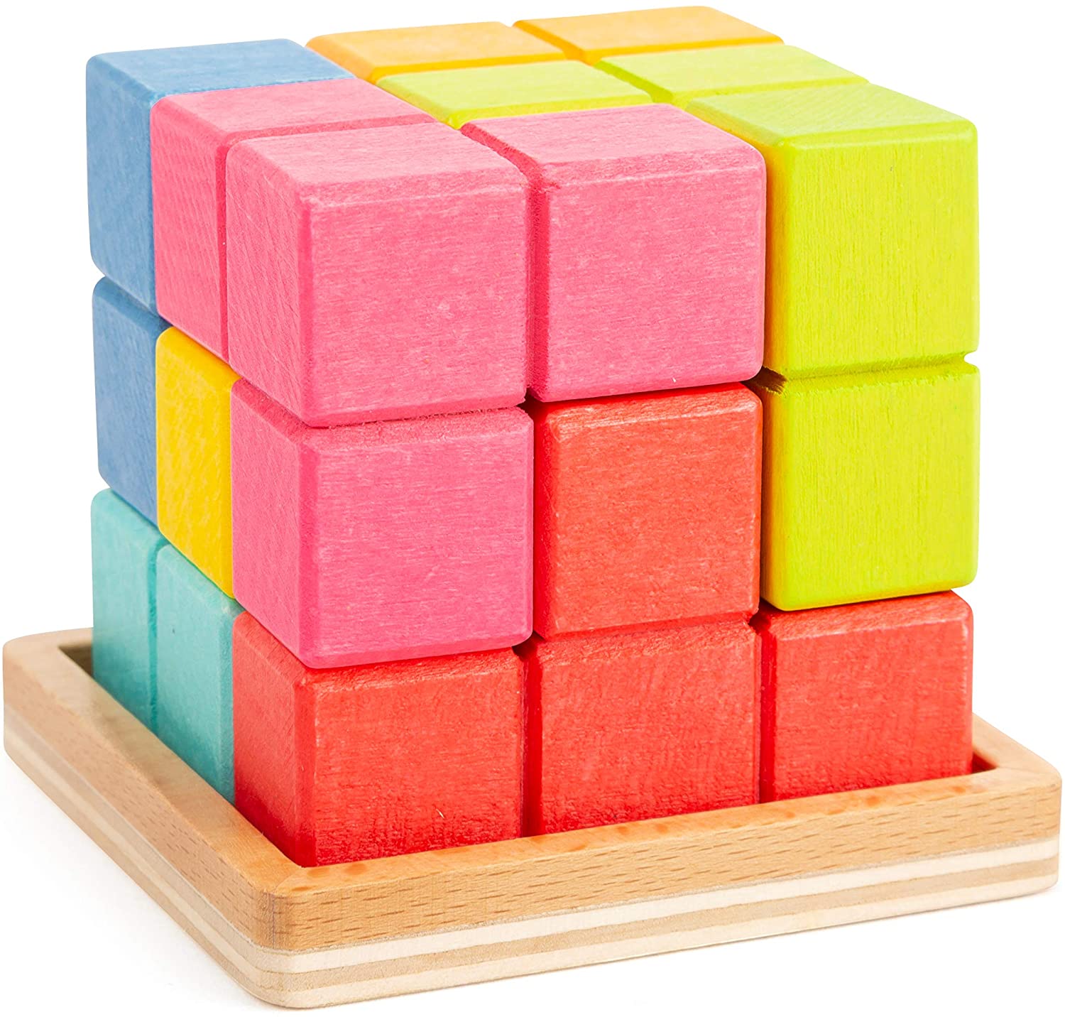 Small Foot 11346 3D Puzzle Cube, comprised of 7 Pieces in Tetris Shapes ...