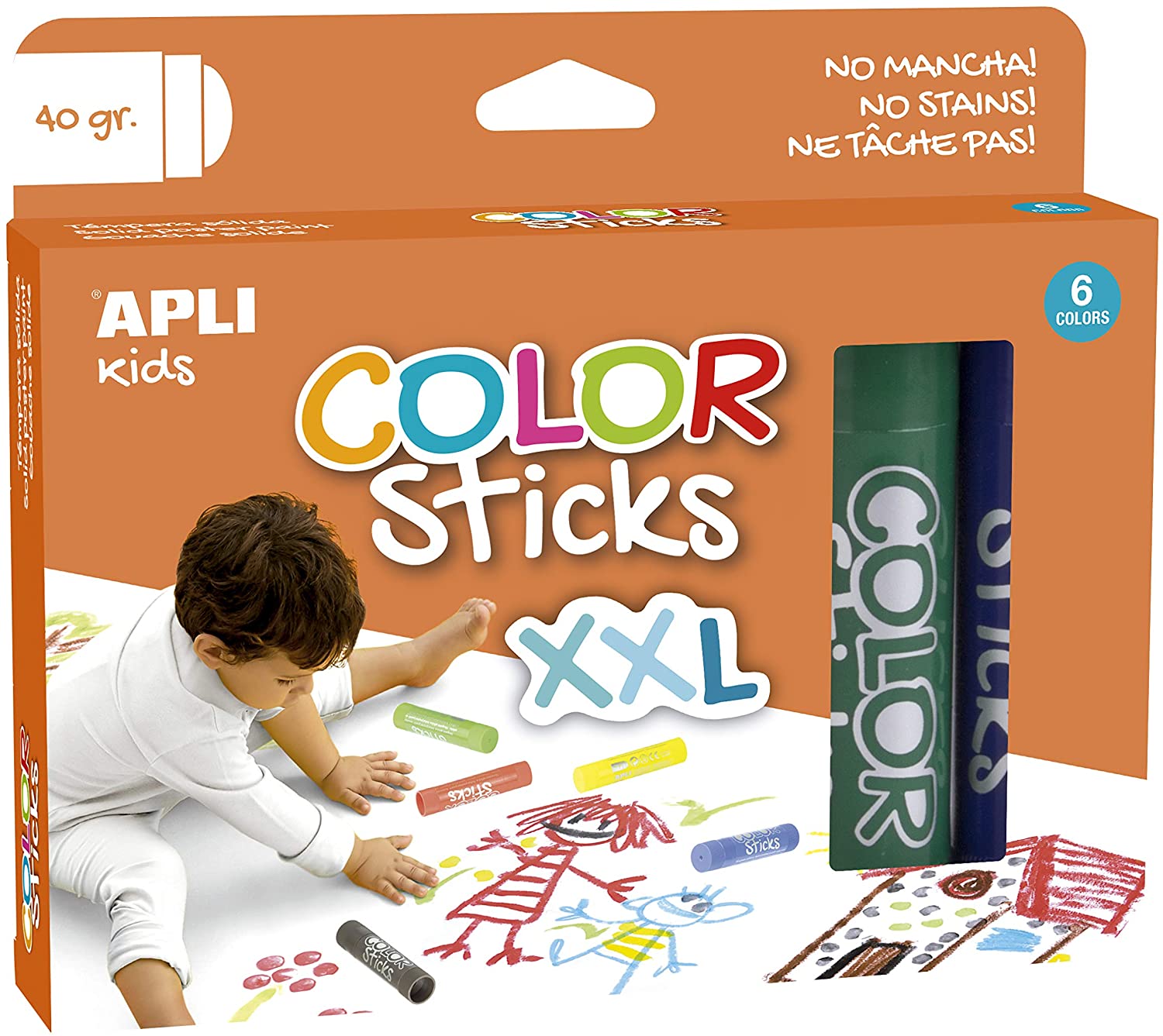 XL Colouring Sticks 40g Assorted Pack of 6 – BigaMart