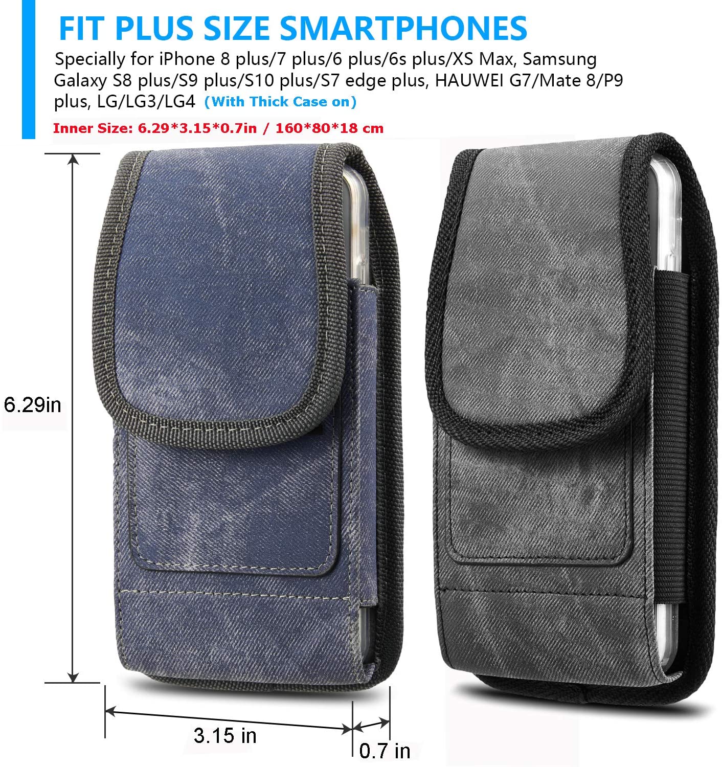 suily 2 X Phone Belt Holster with Card Slots, Vertical/Horizontal Waist ...