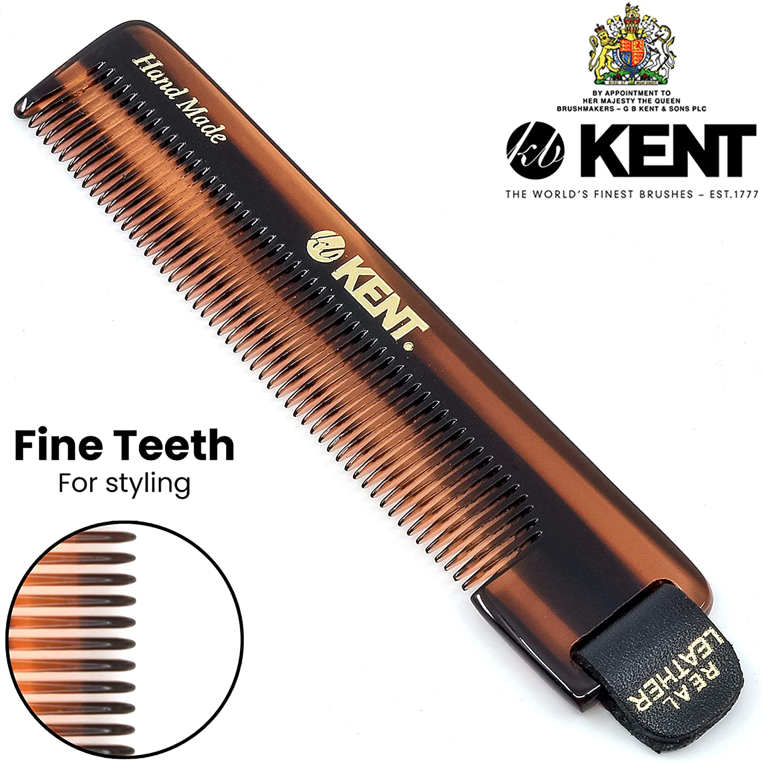 Kent Handmade Fine Toothed Comb with Leather Tab and Case – BigaMart