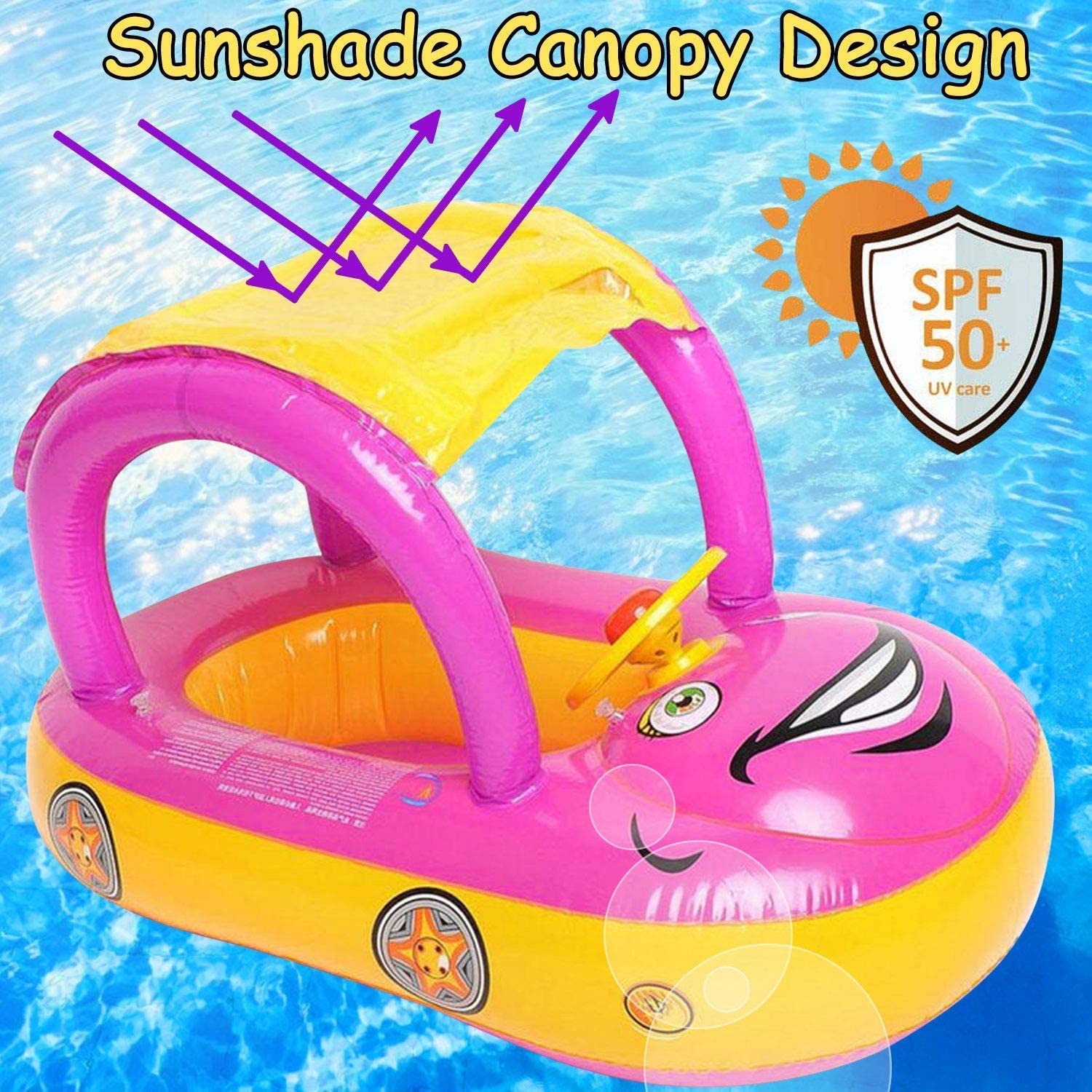 Monkey Home Baby pool float with canopy, Pink and Yellow Summer ...