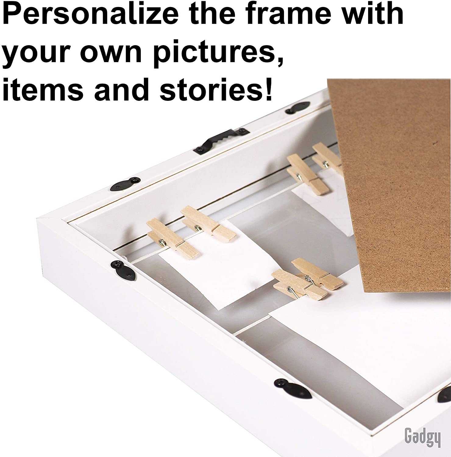Gadgy Shadow Box Frame with 18 Clips | 10 x 10 Inch. | Picture Box ...