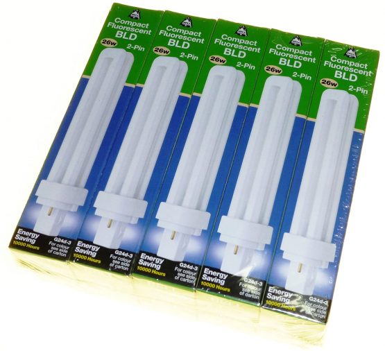 10x 26 watt Energy Saving CFL Lamp 2 pin 26W Cool White 840 G24d-3 ...