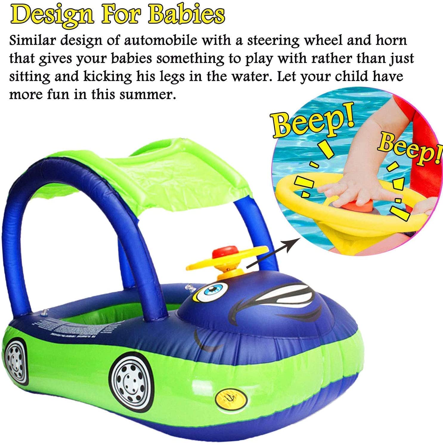 Monkey Home Baby pool float with canopy, Pink and Yellow Summer ...