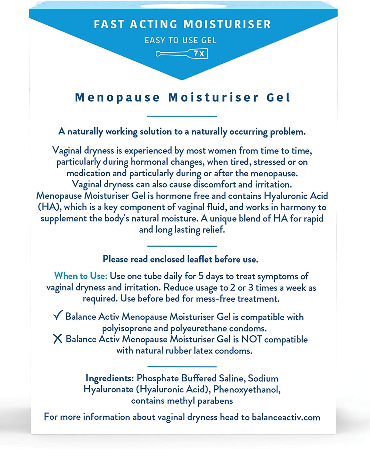 Balance Activ Moisture Gel | Vaginal Moisturiser | Fast, Long-Lasting ...