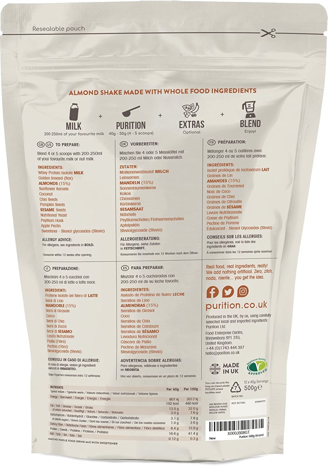Purition Original Premium Whey Protein Powder (Almond) – BigaMart