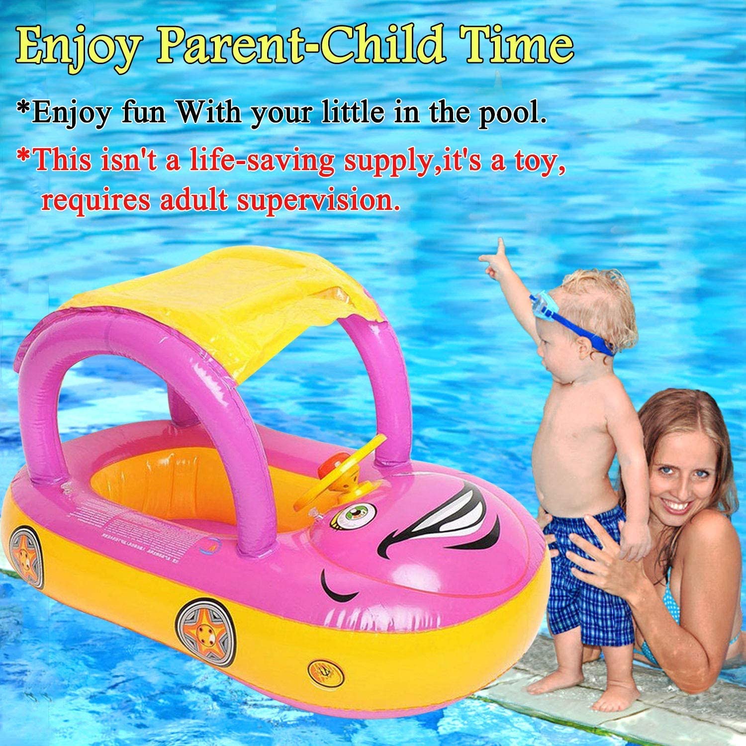 Monkey Home Baby pool float with canopy, Pink and Yellow Summer ...