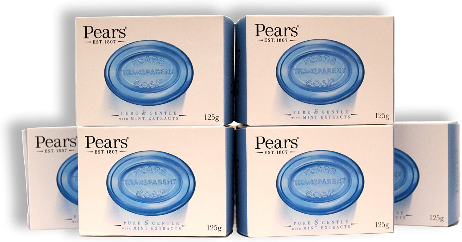 Pears Soap – with Mint Extracts. Authentic Transparent Blue Care Soap ...