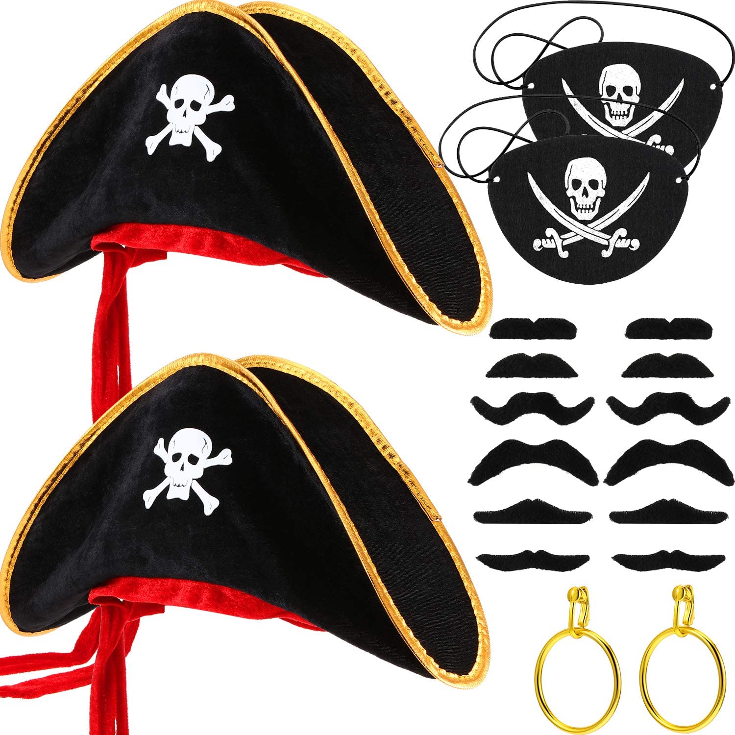 18 Pieces Pirate Costume Accessories, Pirate Captain Eye Patches ...