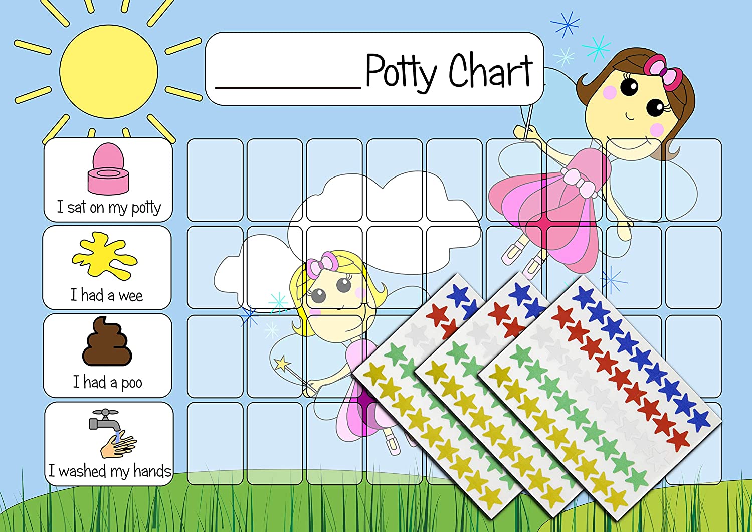 Girls Fairy Potty Training Toilet Training Reward Charts & 270 Stickers ...