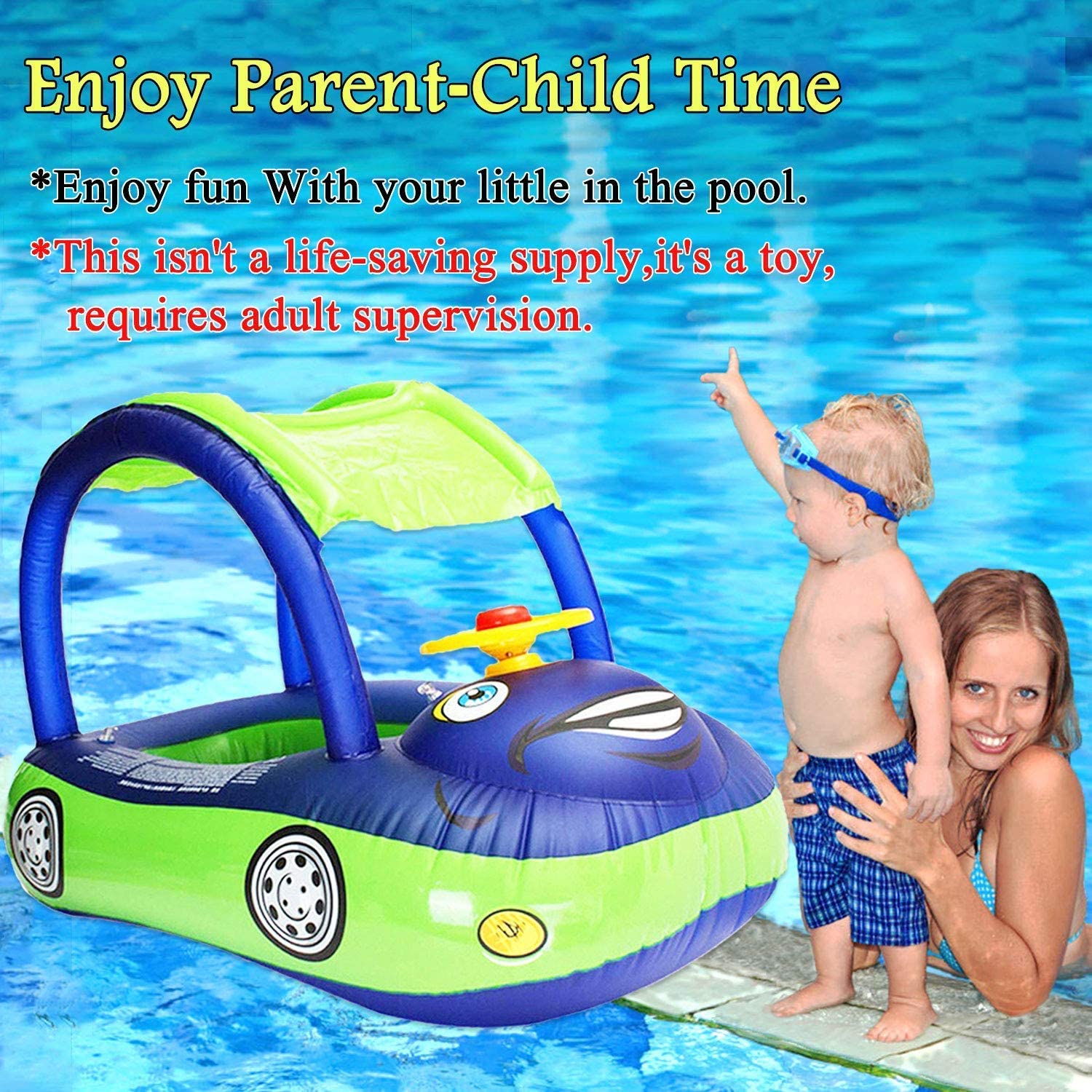 Monkey Home Baby pool float with canopy, Pink and Yellow Summer ...