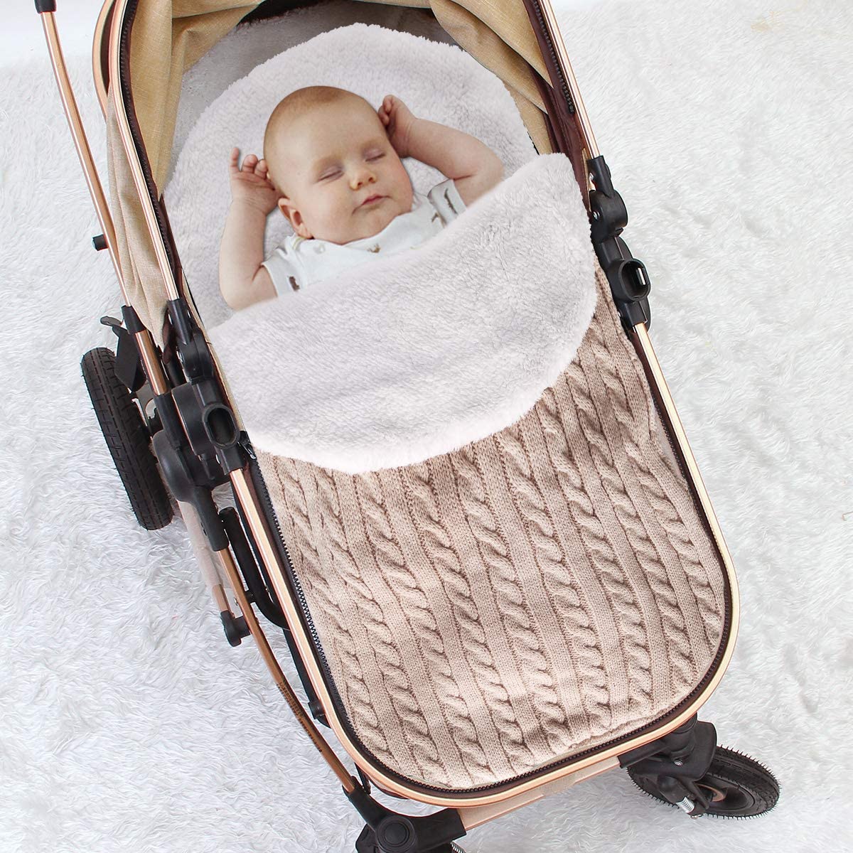 Newborn Baby Swaddle Blanket, Thick Warm Strollers Knit Blanket Plus ...