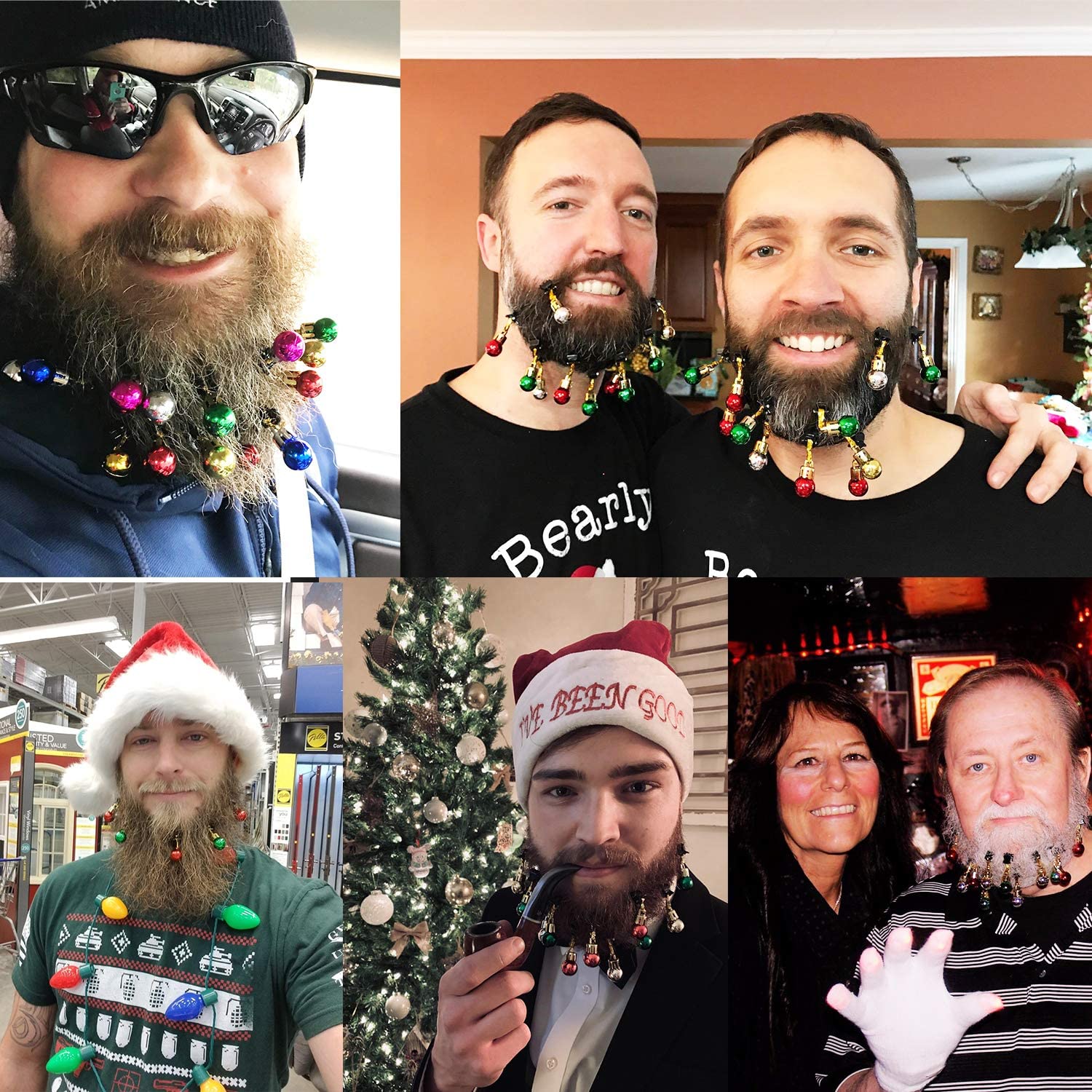 YQing 25Pcs Beard Ornaments, 7 Christmas Sounding Beard Jingle Bells, 7 ...