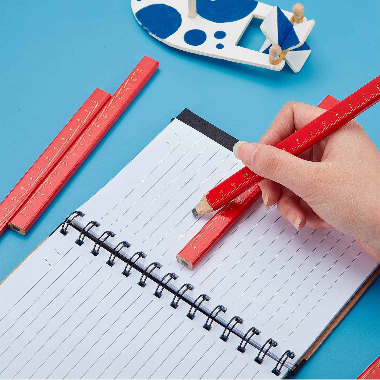 20 Pieces Flat Wood Carpenter Pencil Wood Cased Pencil Construction ...