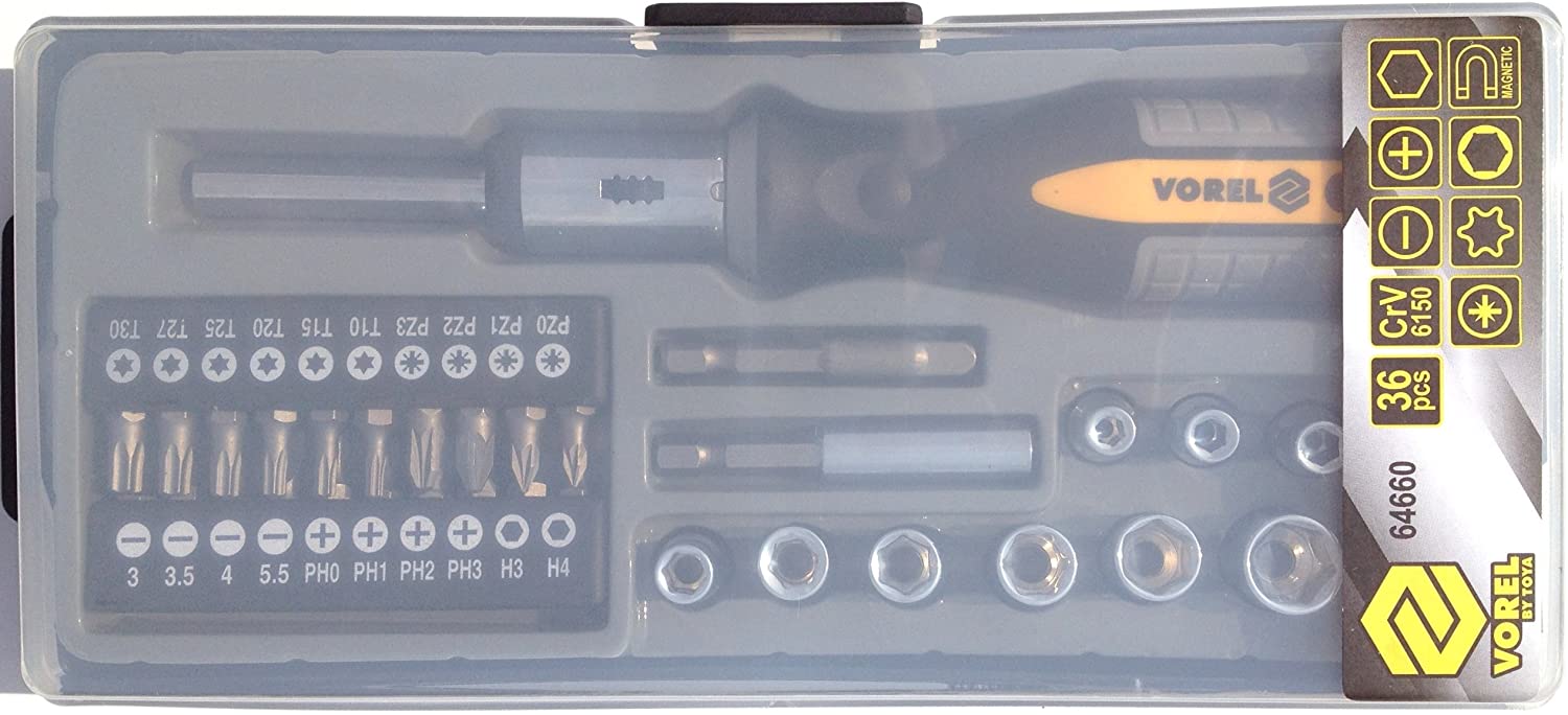 Screwdriver Set with Ratchet and Inserts 36 Pieces. – BigaMart