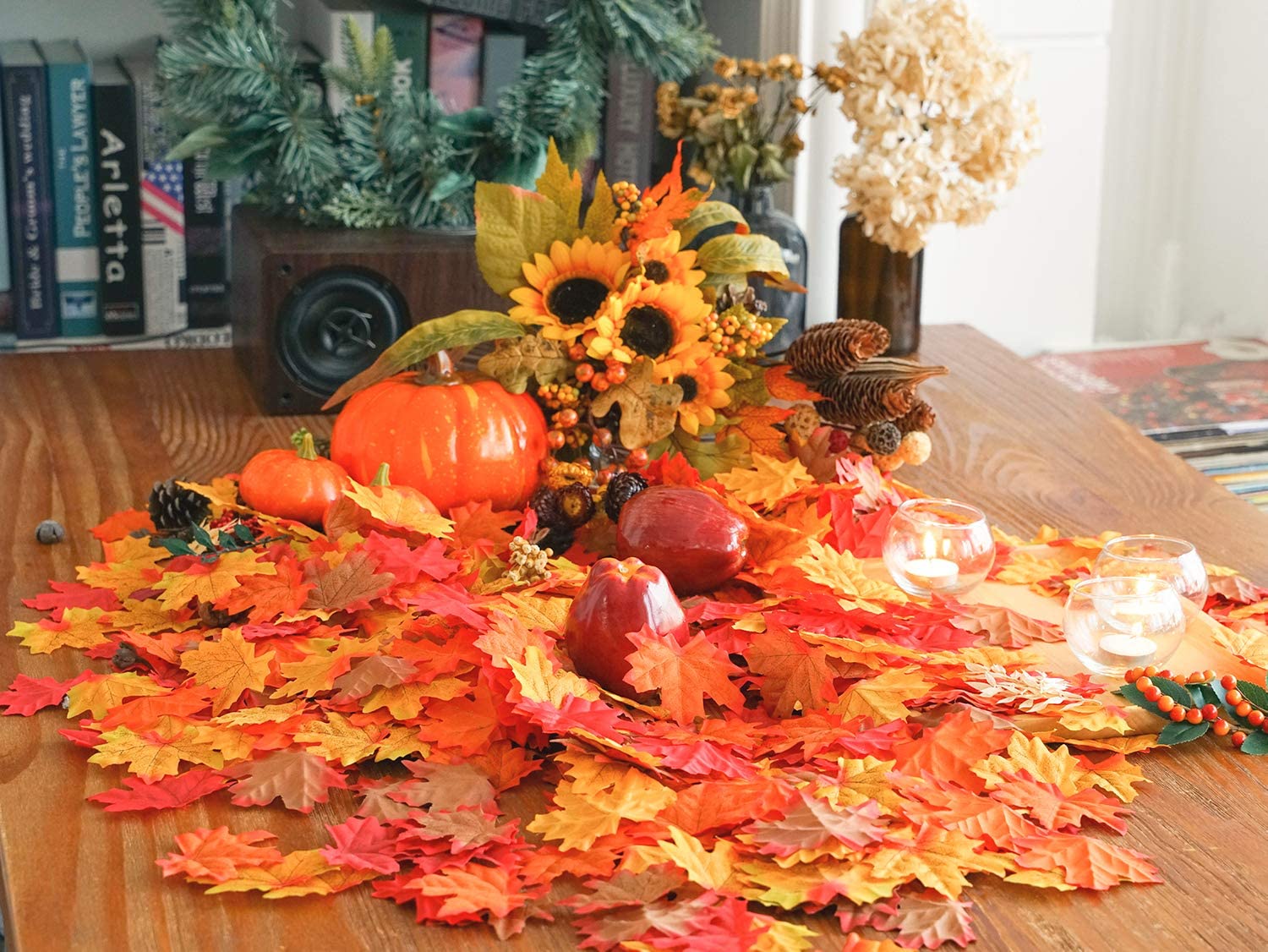 GiBot 400 Pcs Assorted Colored Maple Leaf Artificial Fall Autumn Art ...