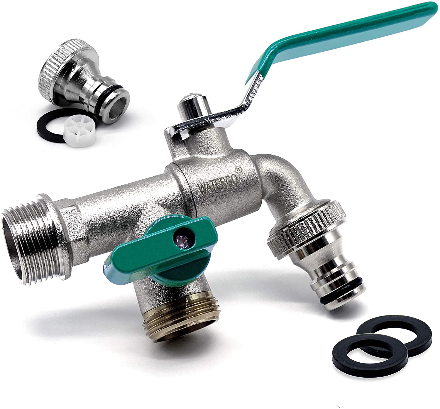 WATERGO Premium Double Water Tap Garden 1/2″ Inch (green) – Double ...