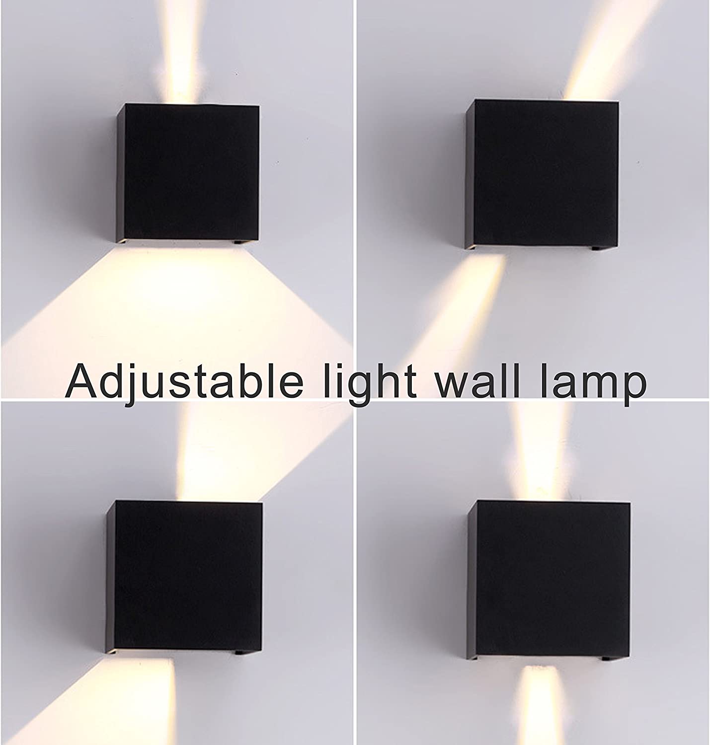 Black 7W LED Wall Light Modern Aluminum IP65 Waterproof Design with ...