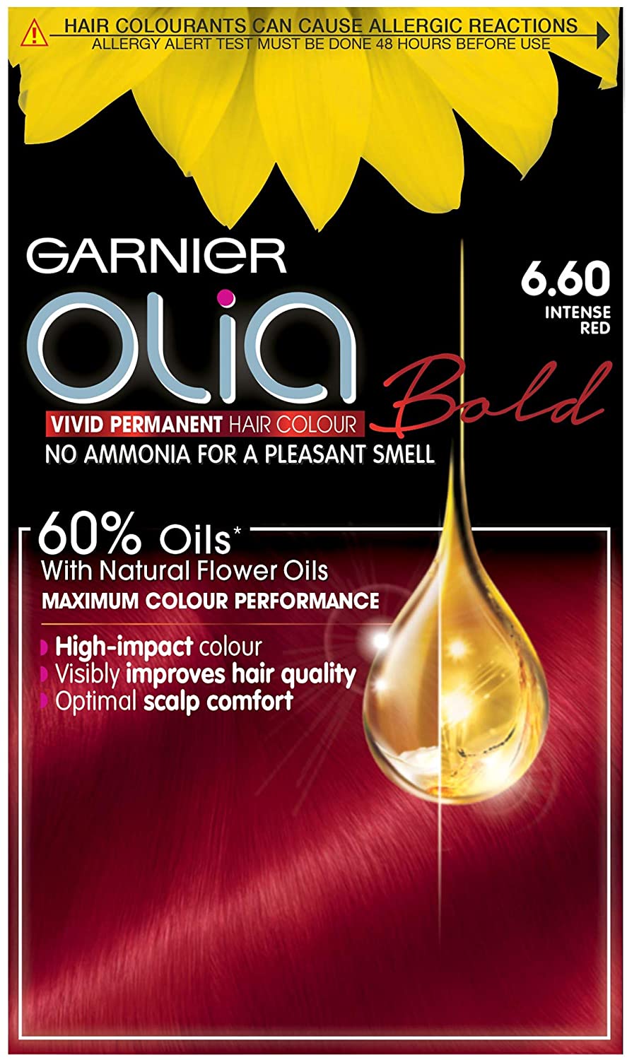 Garnier Olia Intense Red Permanent Hair Dye, Up to 100% Grey Hair ...
