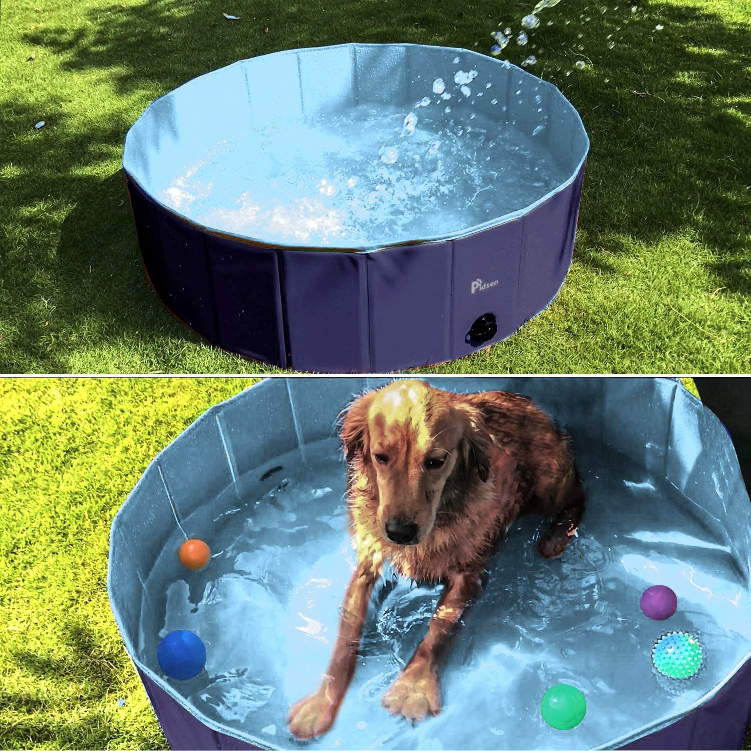 Pidsen Foldable Dogs Cats Padding Pool Pet Bathing Tub Bathtub Wash Tub ...