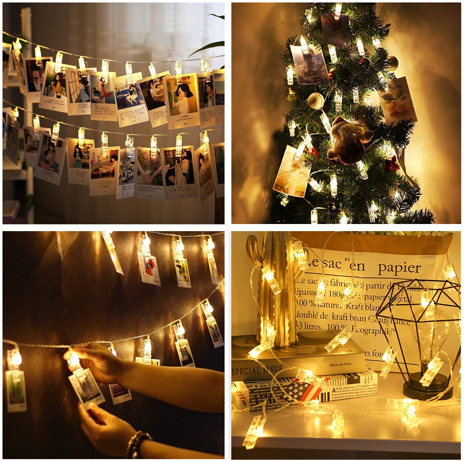 8M 40 LED Photo Clip String Lights 8 Modes, AIBOO Photo String Lights ...