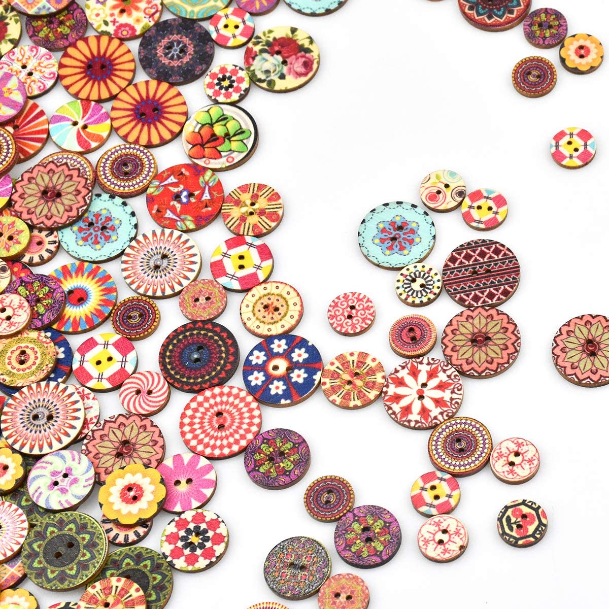 300 Pcs Wooden Buttons Colorful Round Decorative Buttons Mixed Colors ...