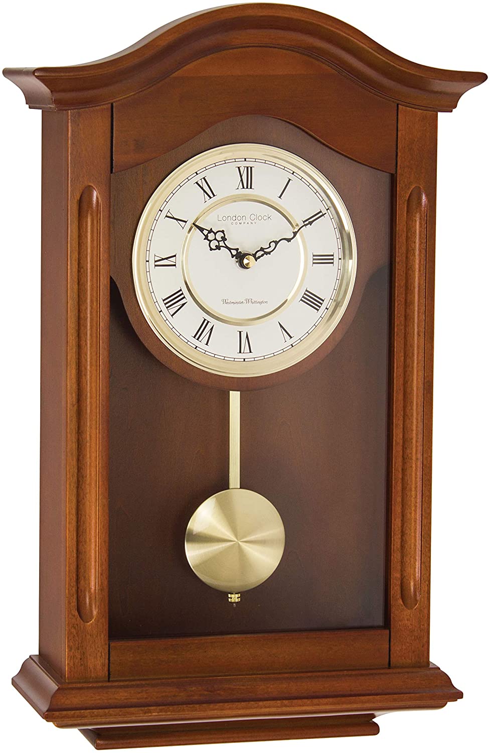 London Clock Traditional Pendulum Wall Clock, Walnut, 47 x 29 x 10cm ...