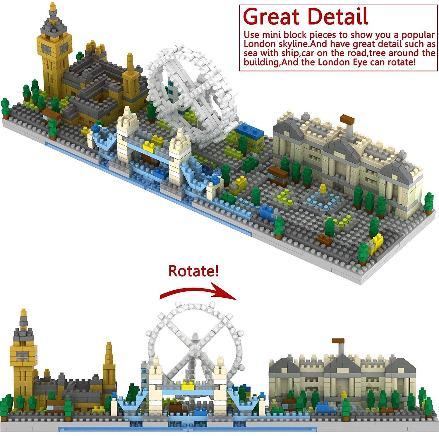 OneNext London Skyline Collection Model Architecture Building Block Set 1100pcs Nano Mini Blocks ...