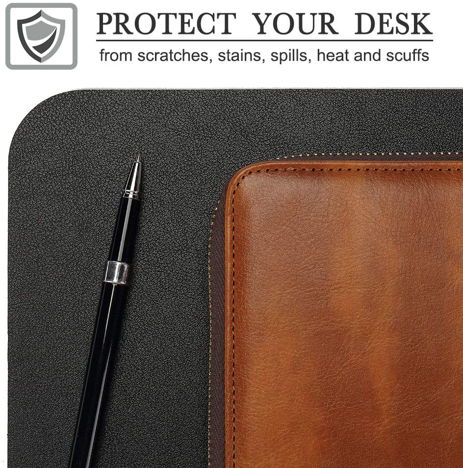 Knodel Desk Pad, Office Desk Mat, 40cm x 80cm PU Leather Desk Blotter ...