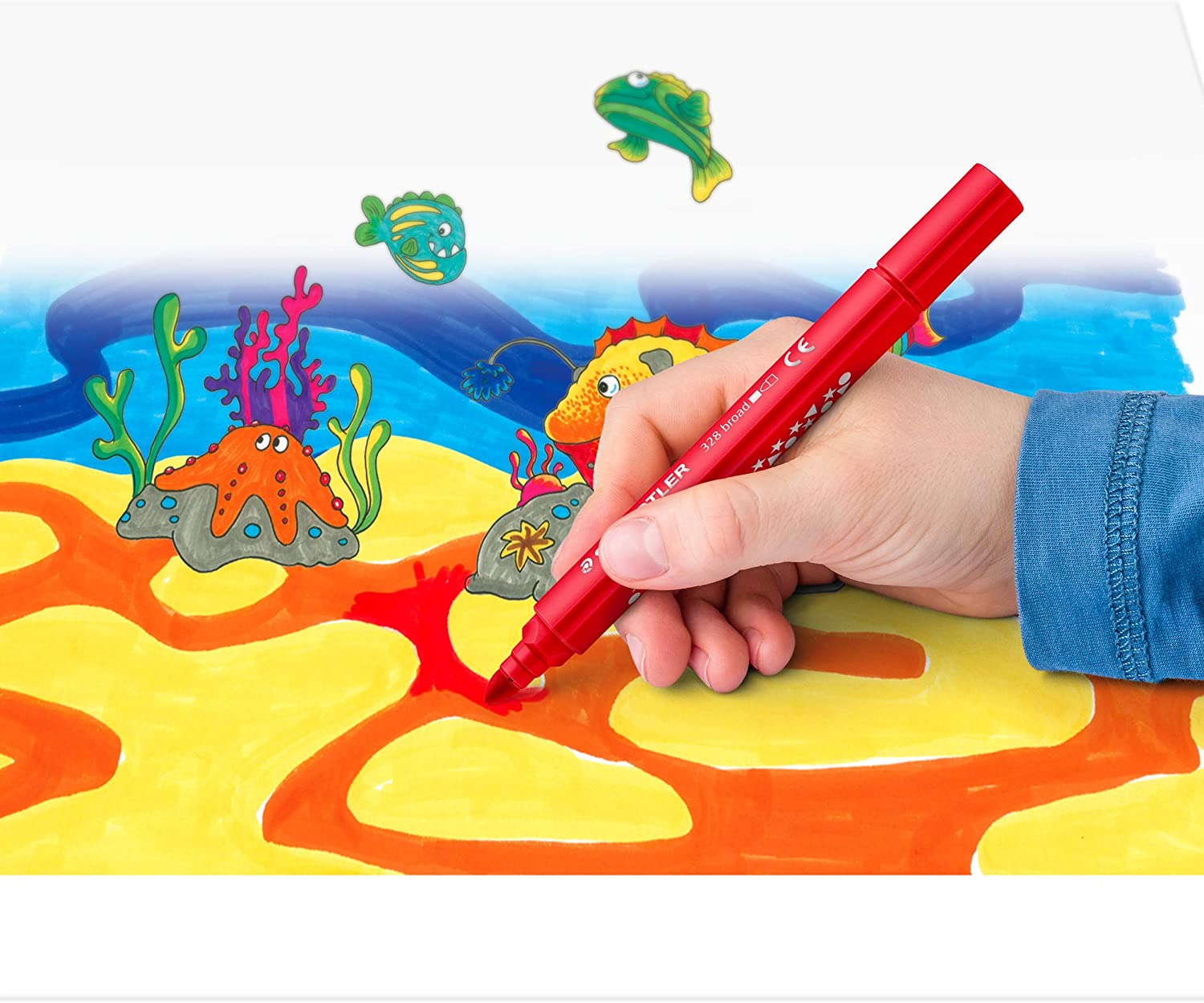 Staedtler 328 – Cup 48 Felt-Tip Triangular Colouring Pens Wide Tip 3 mm ...