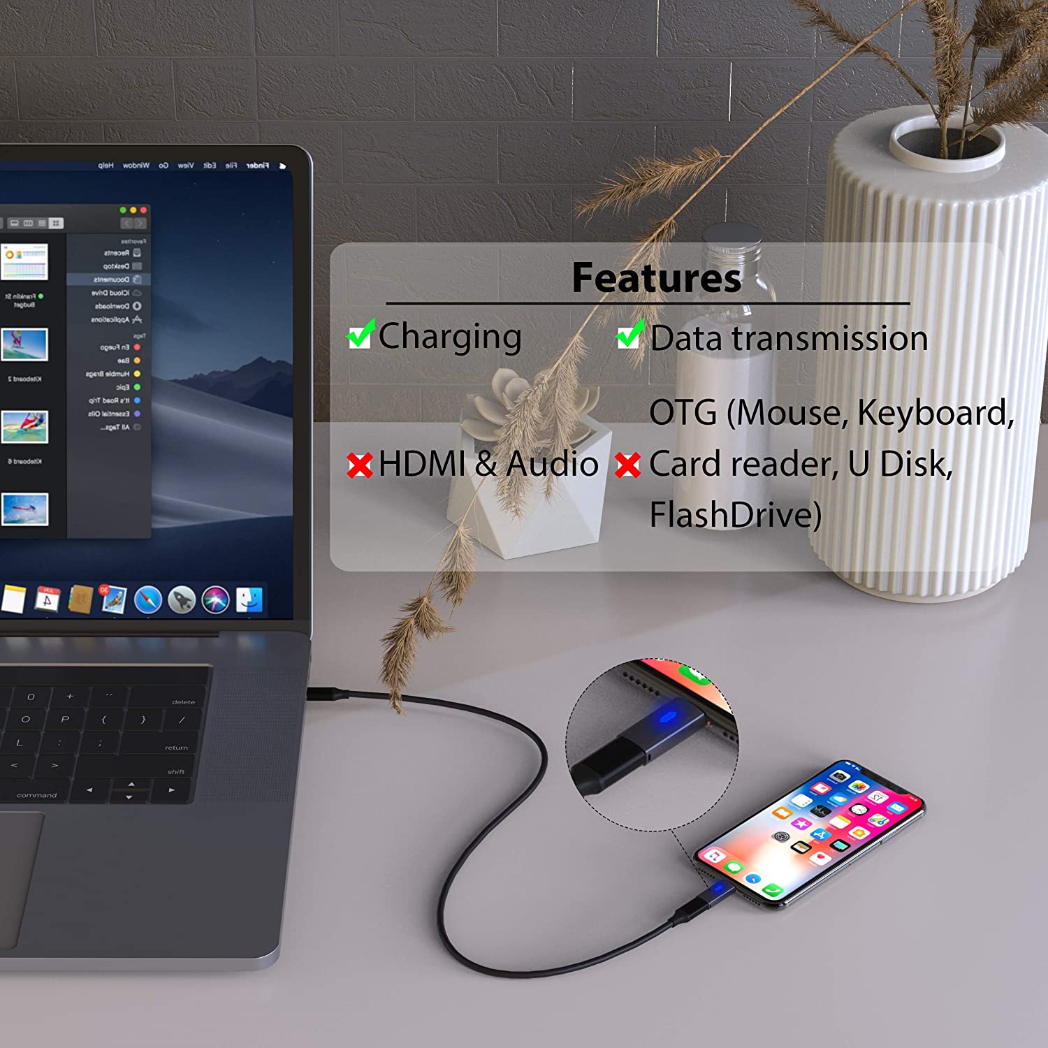 Stouchi iOS to USB C Adapter, Type C (Female) to iOS (Male) Adapter USB ...