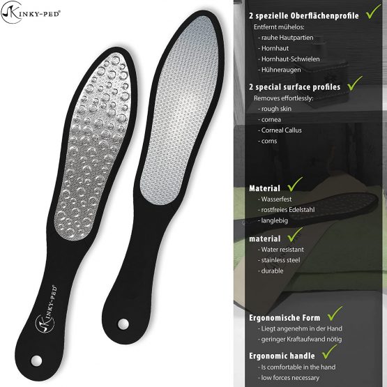KINKY-PED Laser-Cut Foot File, Double Sided Stainless Steel, High ...