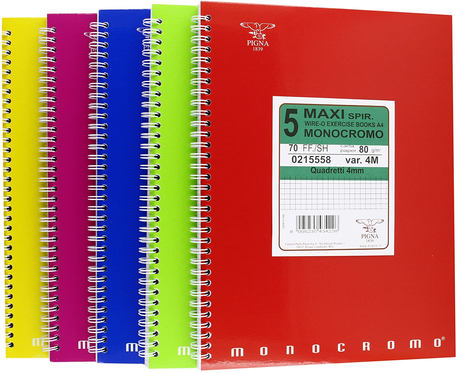 Pigna 02155584M Booklet Maxi Spiral A4 without holes and ...