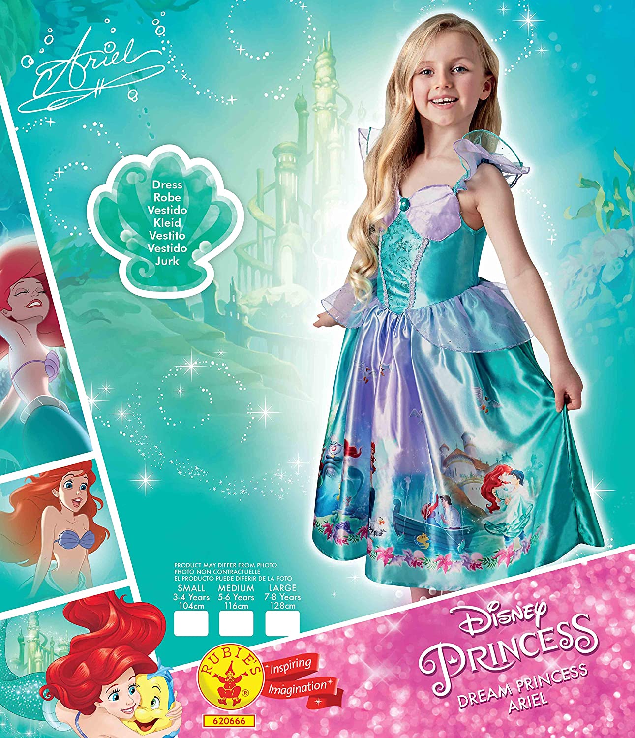 Rubie’s Official Disney Princess Ariel Mermaid Dream Girls Costume ...