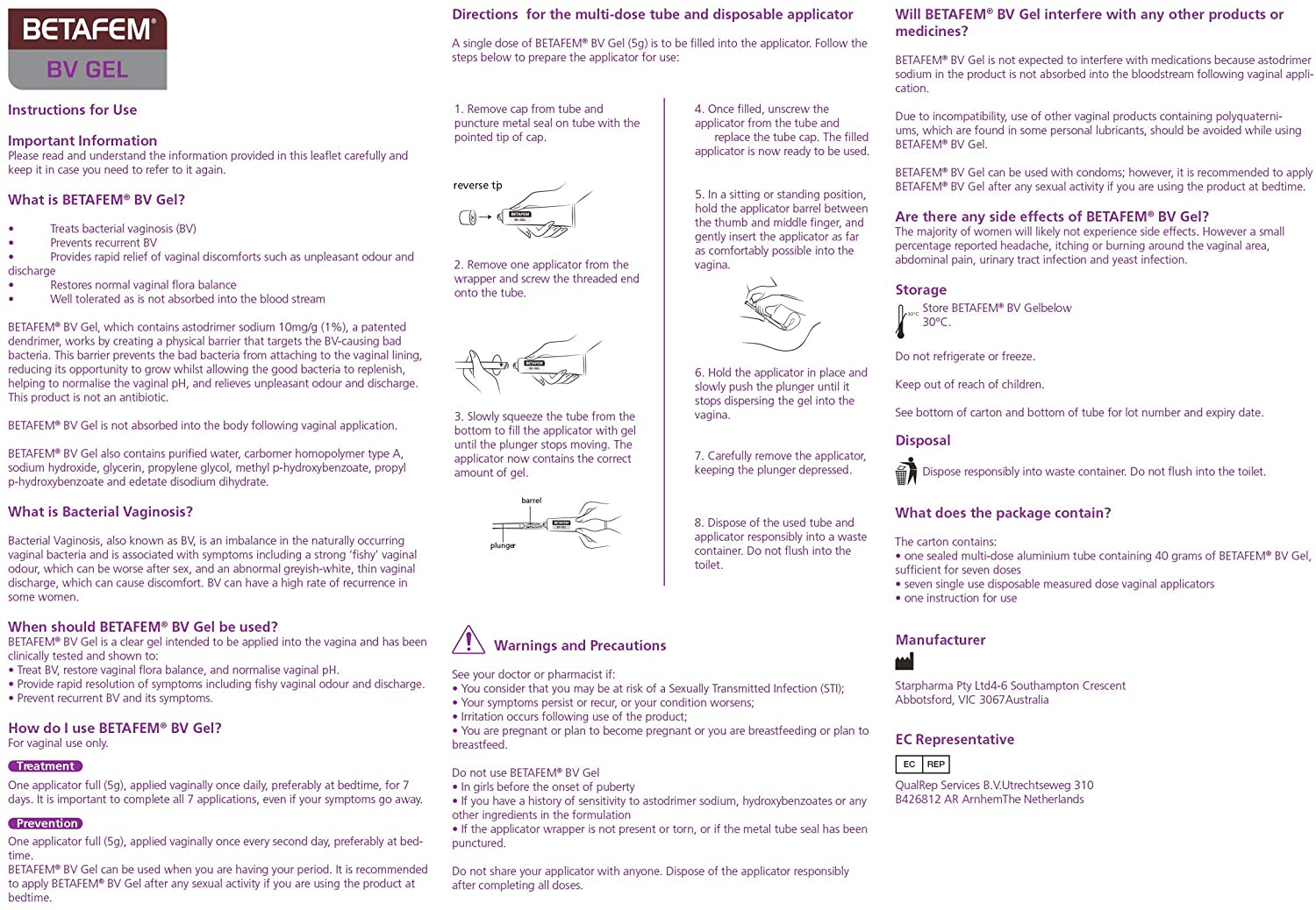 BETAFEM BV Gel 40 g Clinically Proven to Treat Bacterial Vaginosis (BV ...