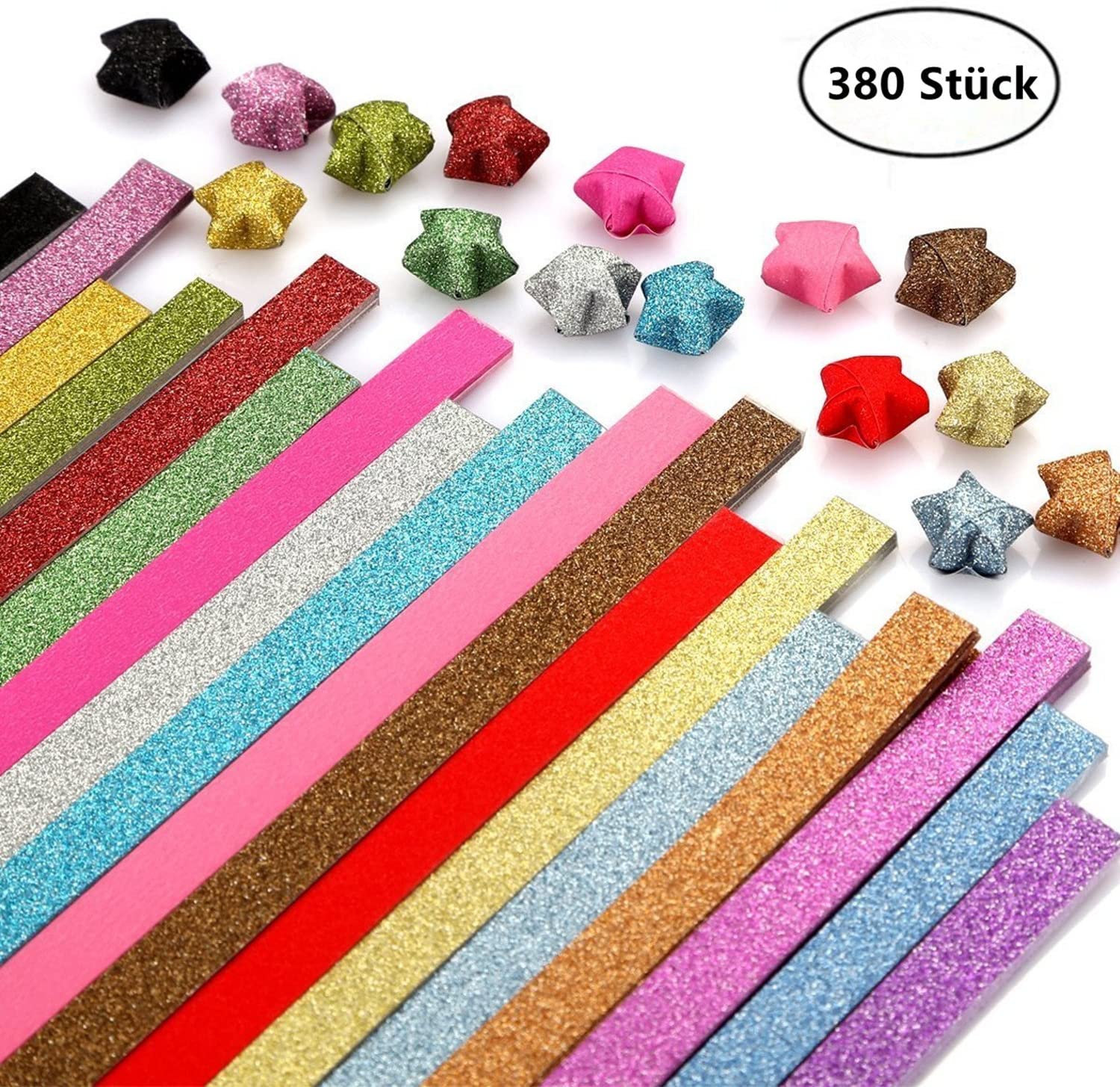 ODETOJOY Glitter Origami Stars Paper Strips Crafts Bling Shiny Folding ...