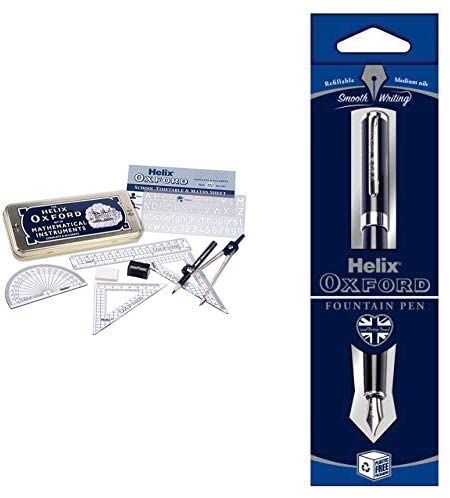 Helix Oxford Maths Set & Helix Oxford Premium Fountain Pen (Oxford Blue ...