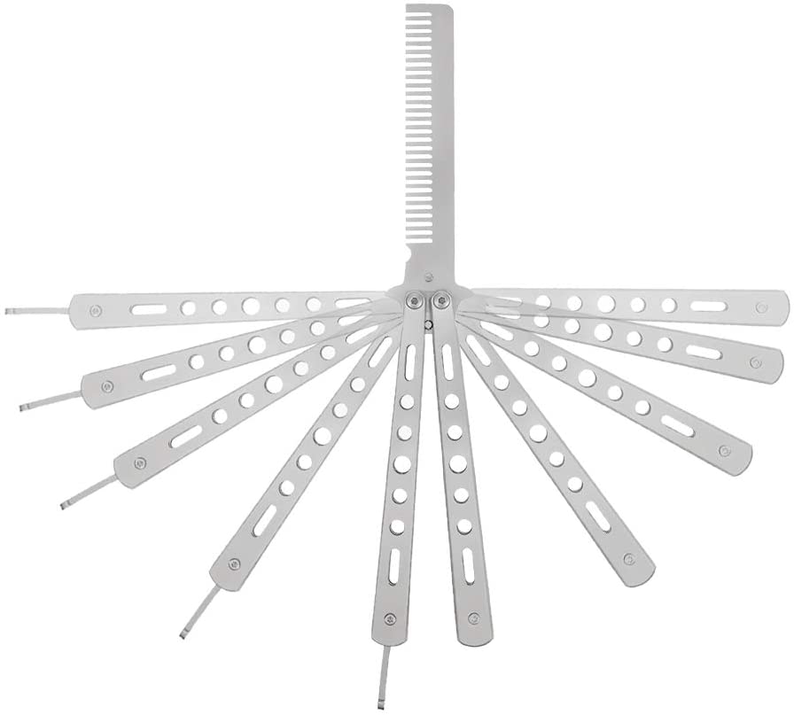 NOBRAND 2 Pcs Butterfly Comb Stainless Steel Folding Comb Practice ...