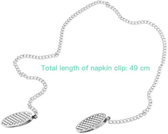 JaneYi (3 Pack) Silver Metal Napkin Clips Chain 49cm Flexible Napkin ...