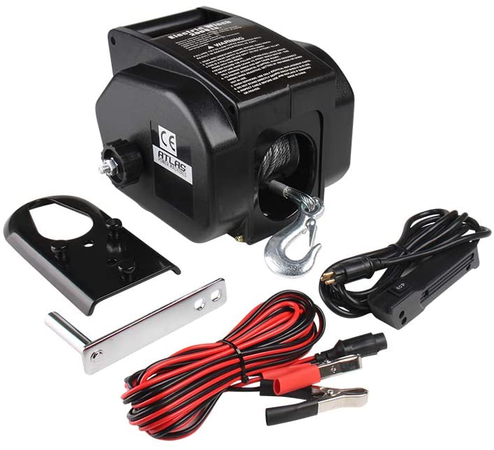 ATLAS POWER MACHINES 2000 lb Boat/Trailer Winch kit with Steel Cable ...