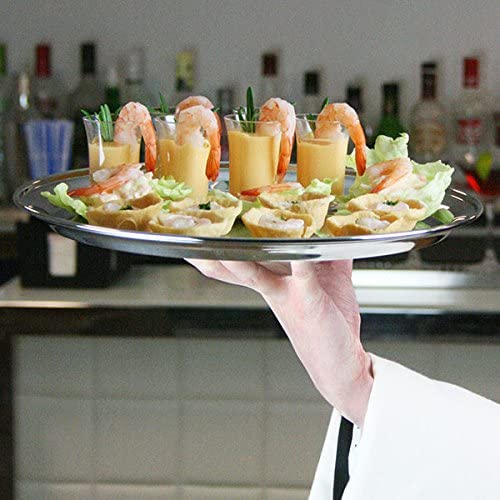 bar@drinkstuff Stainless Steel Waiters Tray 12inch Circular Serving ...