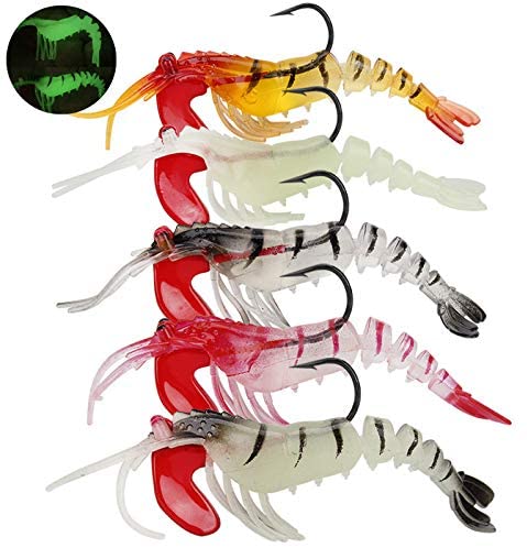 OriGlam 5pcs Luminous Fishing Rigs Glow, Soft Fish Shrimp Lure, Soft Shrimp Fishing Lure Fishing ...