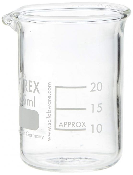 scilabware 090031 25 ml Pyrex Borosilicate Glass Beaker, Low Form ...