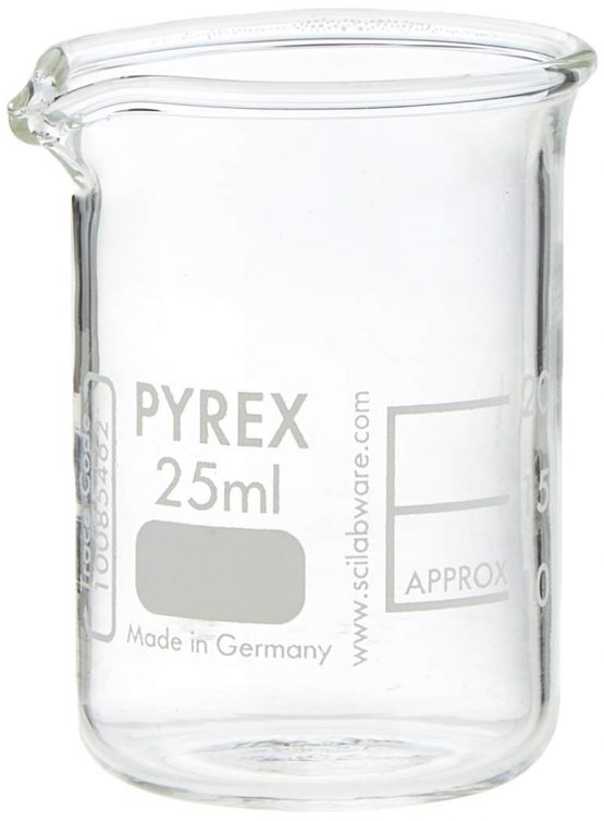 scilabware 090031 25 ml Pyrex Borosilicate Glass Beaker, Low Form ...