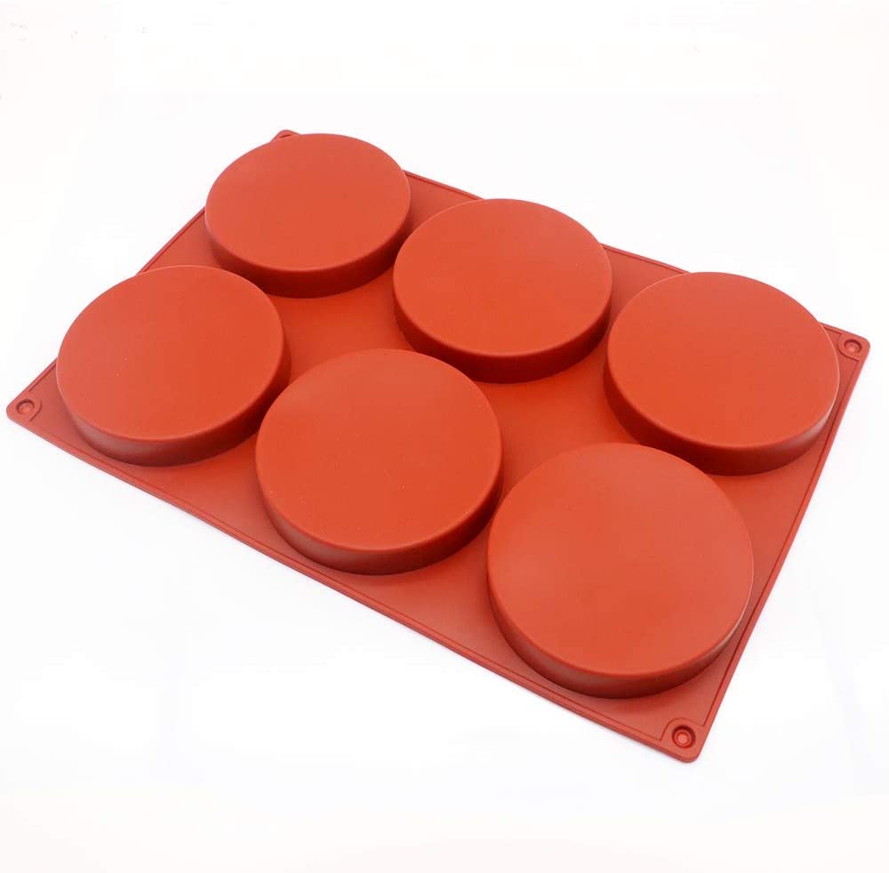6-Cavity Large Cake Mould Silicone Round Disc Resin Coaster Moulds Non ...